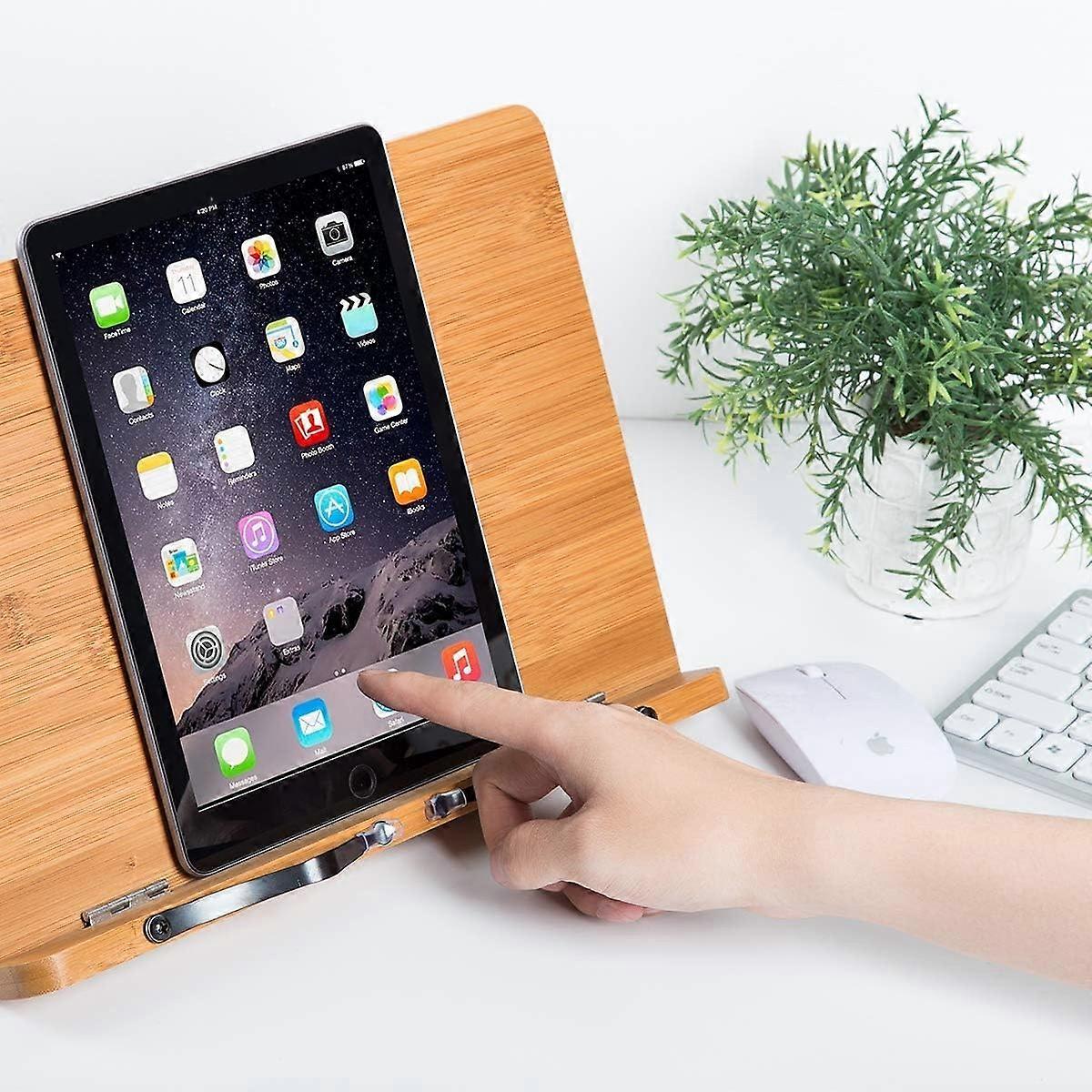 2024 New Bamboo Book Stand Adjustable And Foldable Book Holder Tray And ...