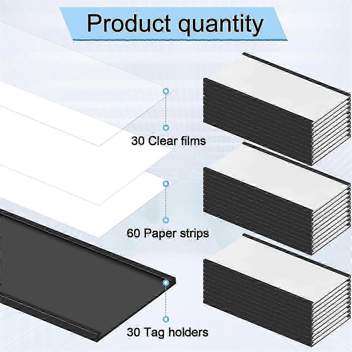 Magnetic Label Holders 1inchx 2inch with White Card Inserts and Clear ...