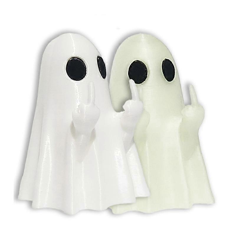 Luminous Middle Finger Cute Ghost Statue Small Scary Ghost Figurines ...