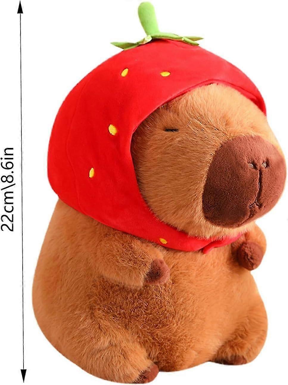 Capybara Plush,8.6 Inch Cute Strawberry Hat Capybara,soft Capybara Doll ...