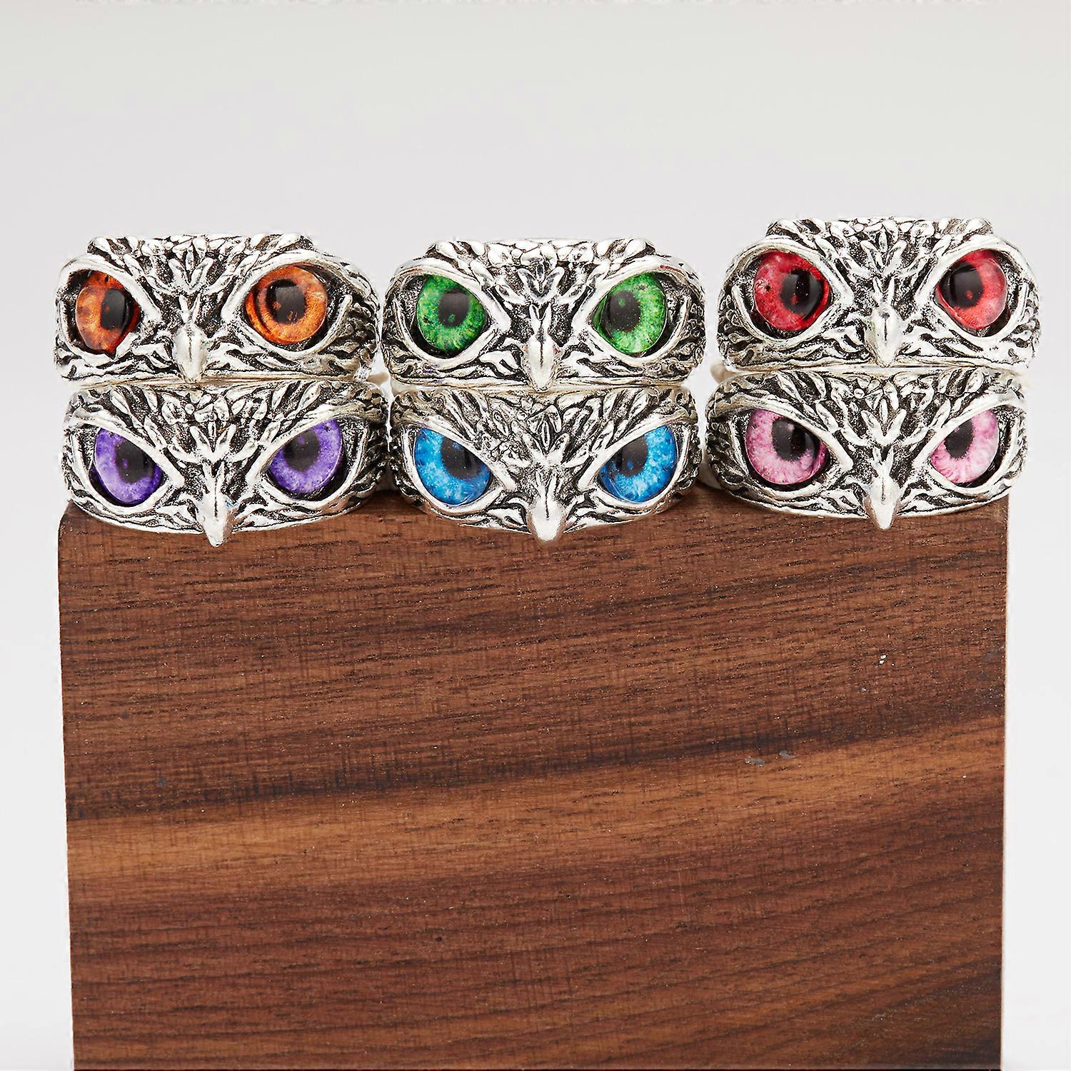 New Vivid Cute Cat Eyes Owl Ring Resizable Design Men Women Wedding ...