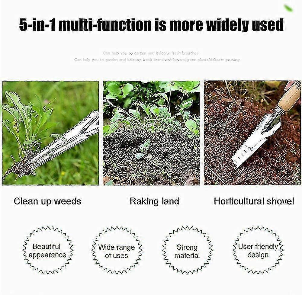 Manual Weeding Tool Wooden Handle Stainless Steel Weeder With Measure ...