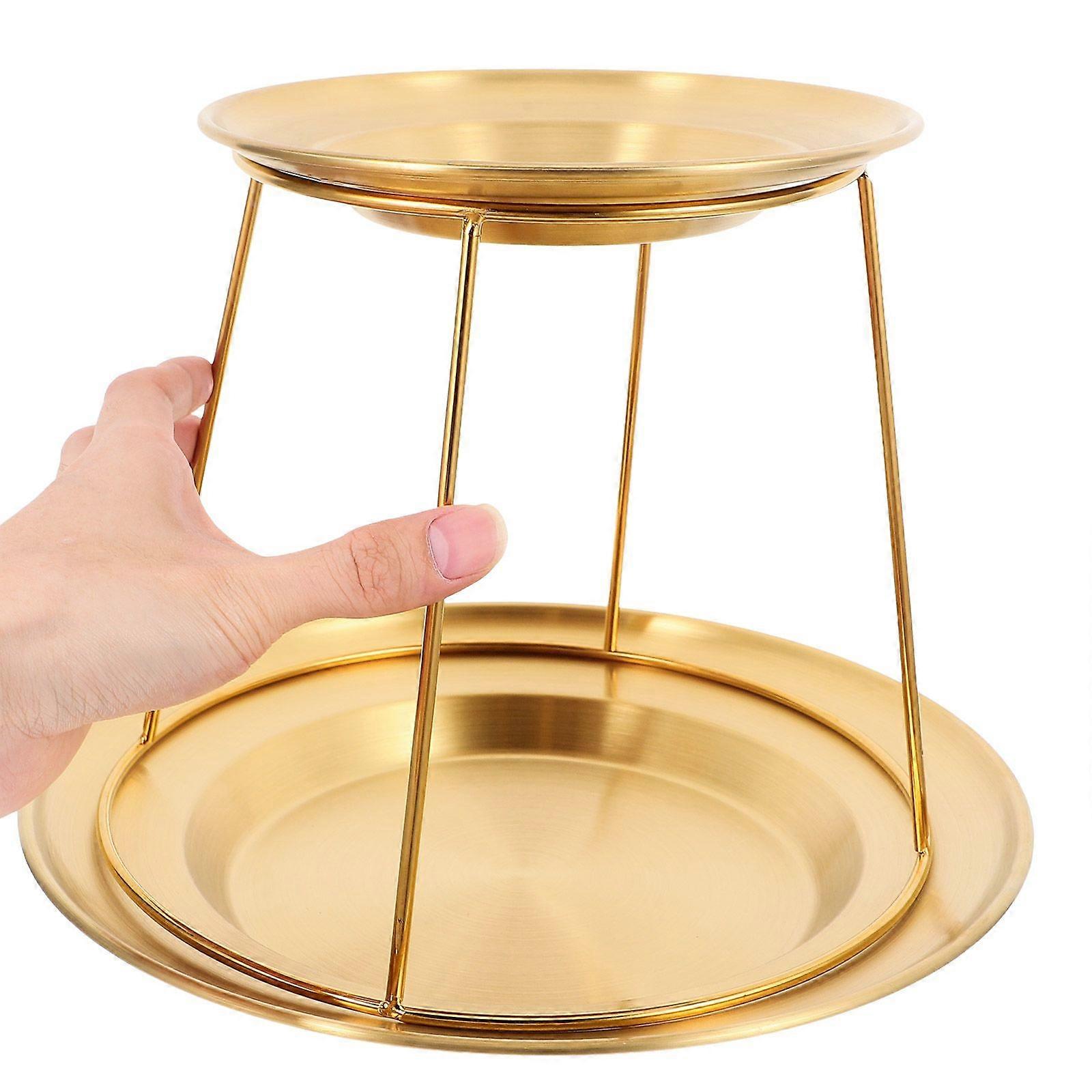 Double Layer Stainless Steel Gold Plates Seafood Display Rack Sushi ...