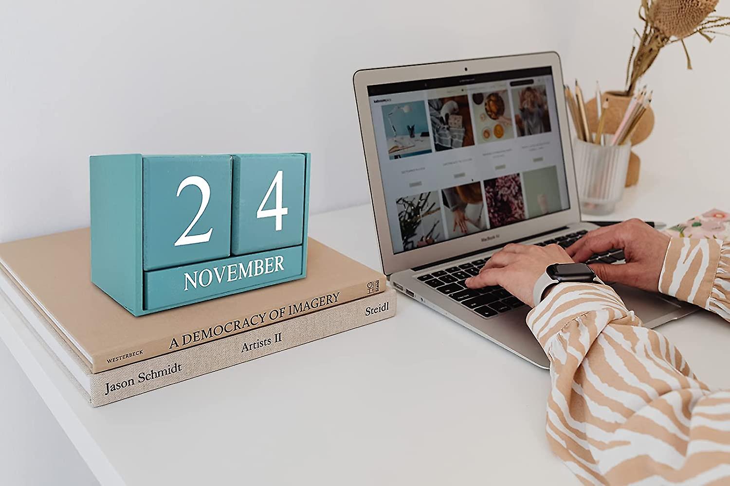 Holzblock Kalender Vintage Ewiger Kalender Desktop Kalender Monat Datum ...