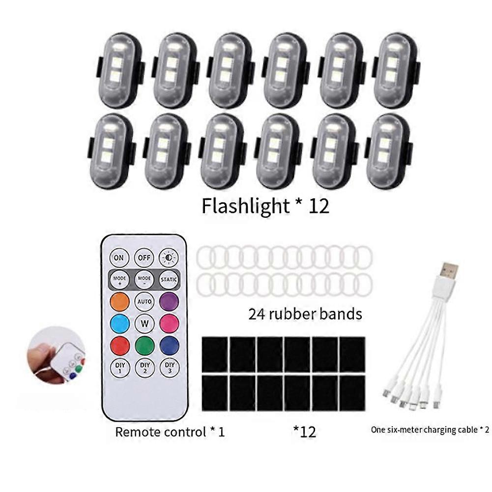 12pcs Wireless 8-Color LED Strobe Light Kit, Remote-Controlled RGB ...
