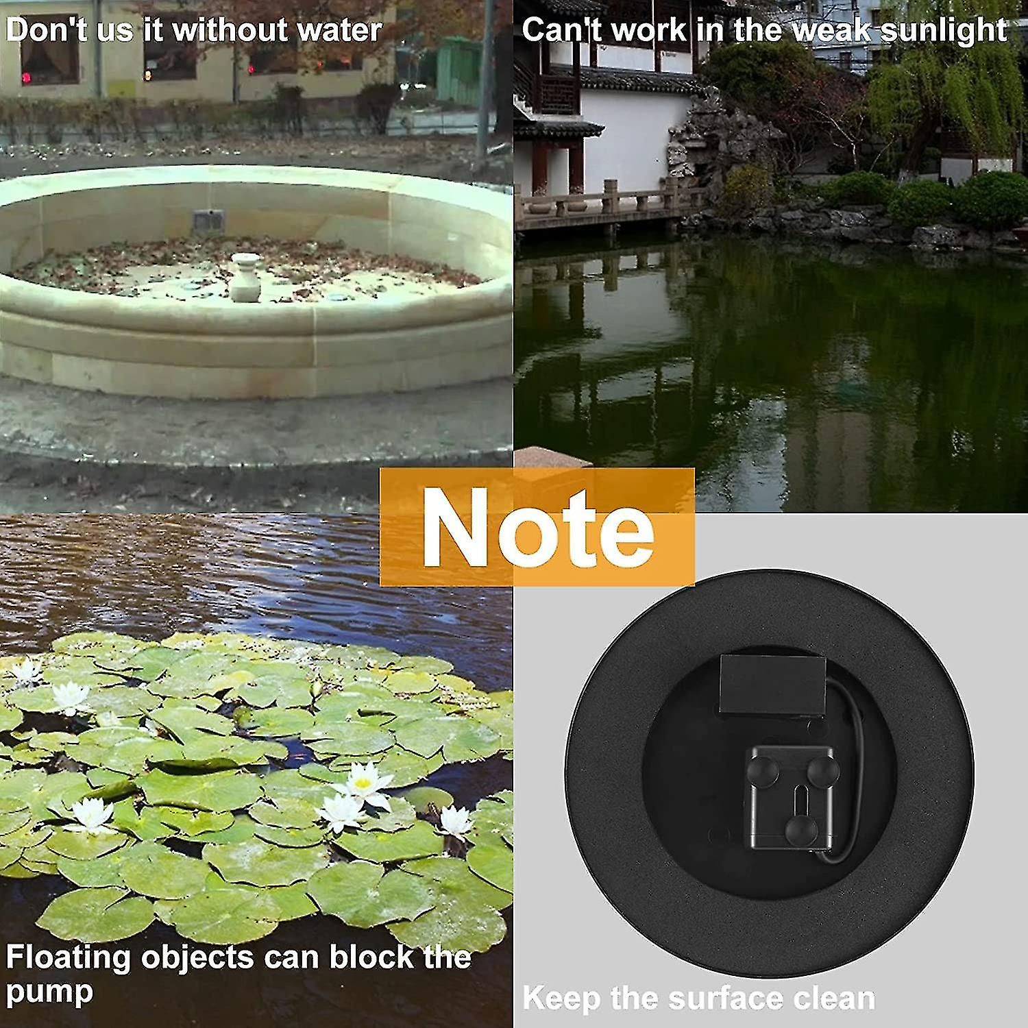 Solar Fountain With 1.5w Solar Panel, 6 Effects Solar Water Pump, Solar ...