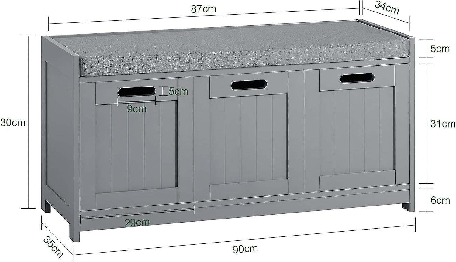 SoBuy Storage Shoe Bench with Seat Cushion,FSR80-SG | Fruugo UK