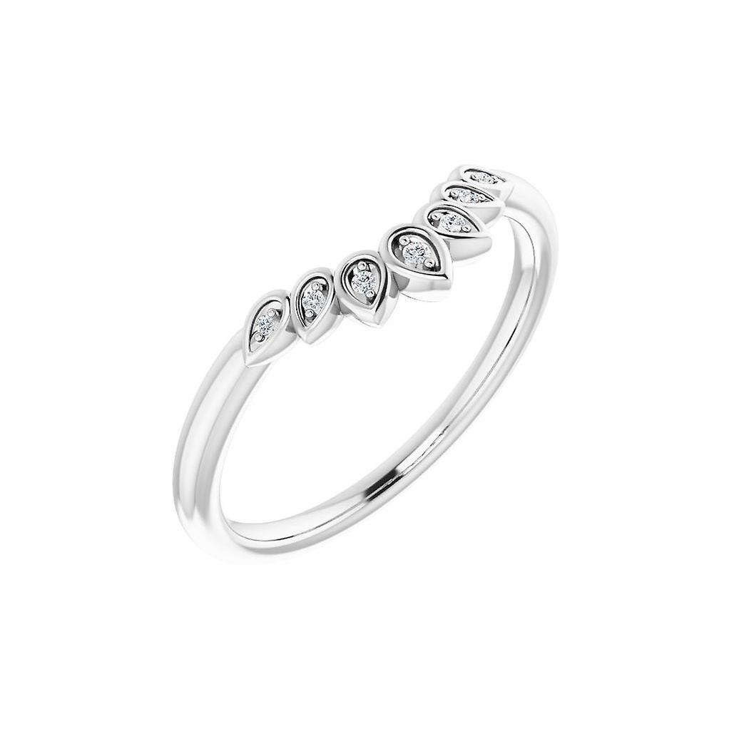 14k White Gold Polished .025 Carat Diamond Floral Contour Band Size 7 ...