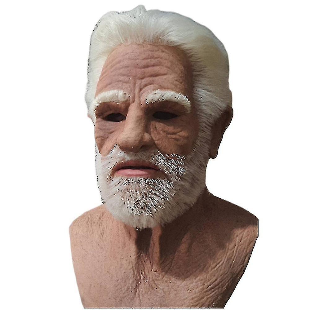 Realistic Old Man Face Cover Latex Mask Halloween Carnival Wrinkly Old ...