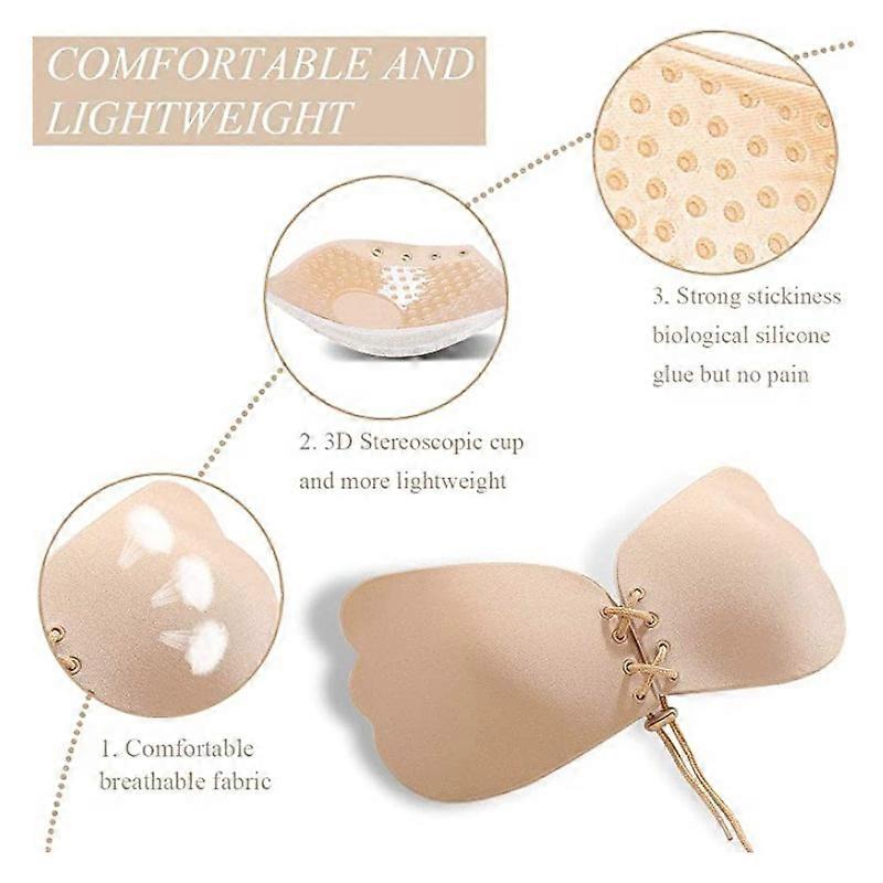 XIANRENGE 2 Pieces Adhesive Bra, Strapless Push Up Bra Invisible ...