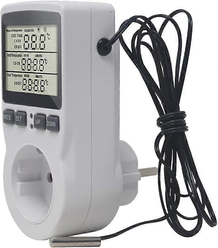 220V Digital Temperature Controller Thermostat Socket Heating Cooling with Probe, LCD ...