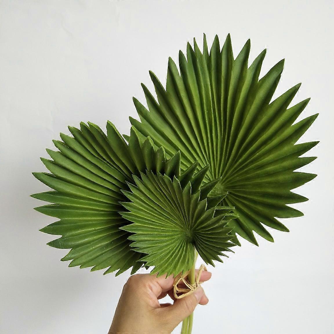 3 Pcs Artificial Palm Leaves Bunch Green Plastic Fake Plants Simulation ...
