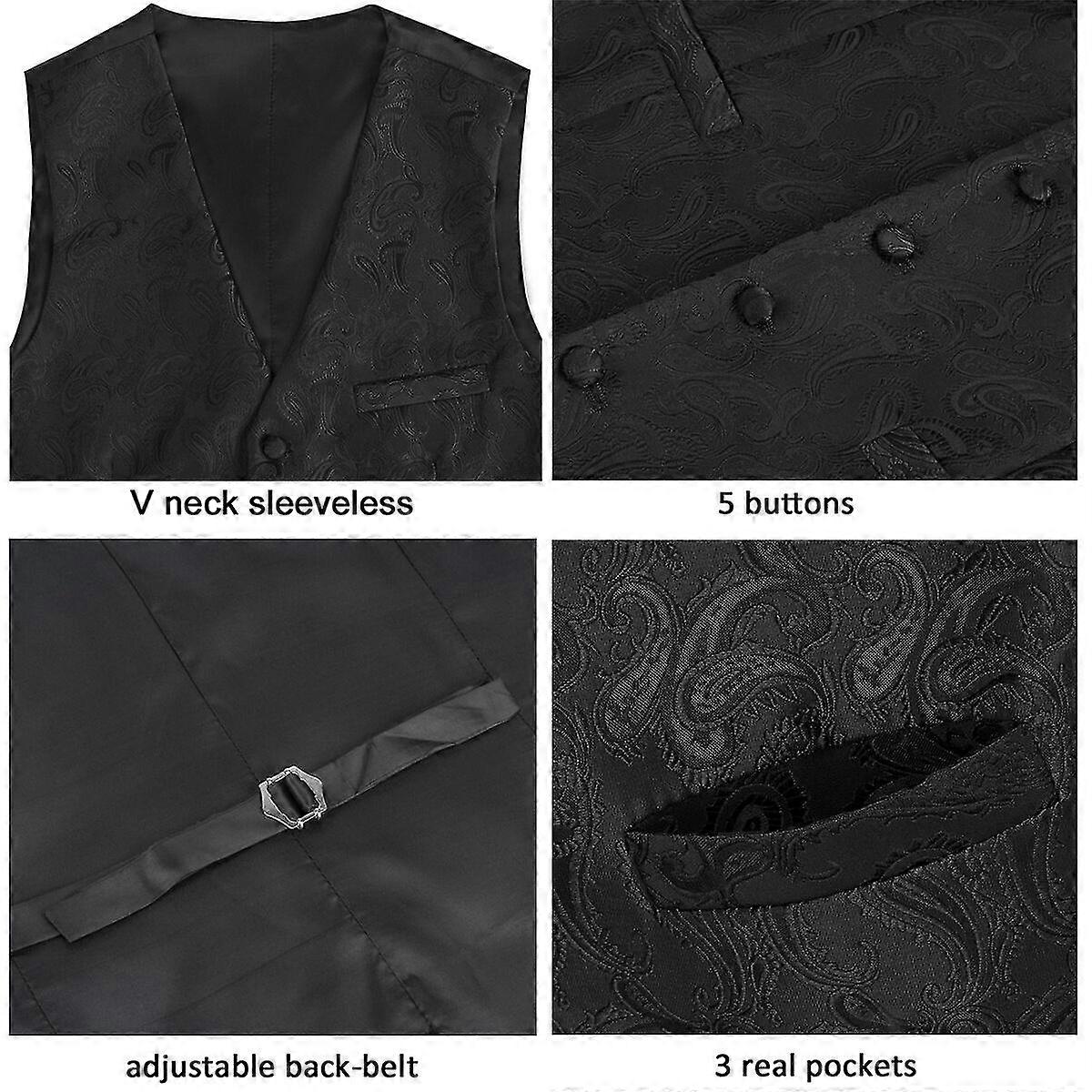 Allthemen Mens 3-Piece Vest Tie Set Wedding Paisley Jacquard Suit Vests ...