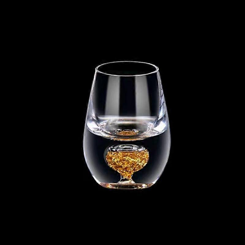 24K Gold Leaf Small Shot Glass Lead-free Crystal Glass Gild Built In ...