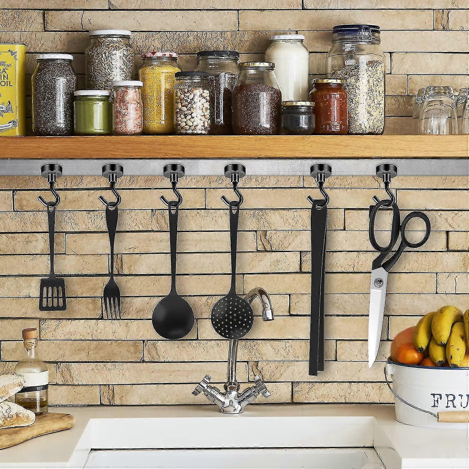 20 Pack Black Magnetic Hooks 25lbs Neodymium Magnet Hook, Magnet With ...