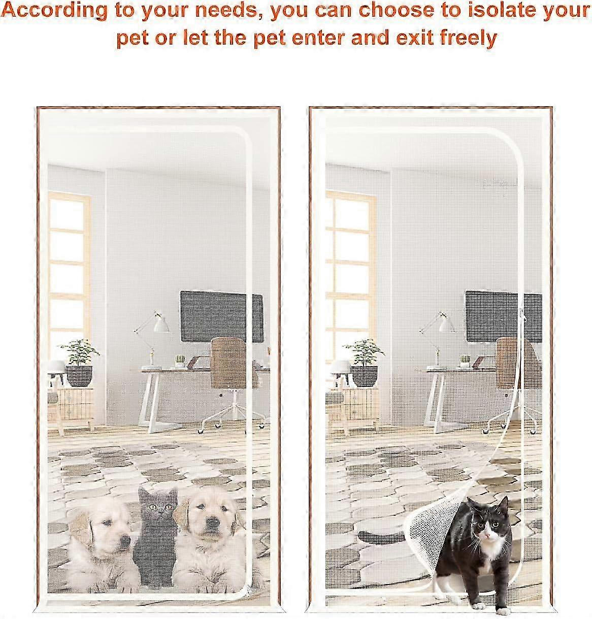 Reinforced Cat Screen Door Heavy Duty Pet-Proof Screen with Zipper ...