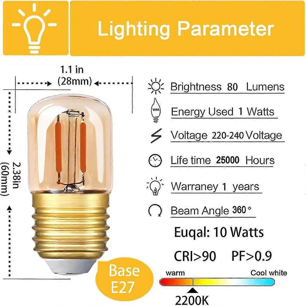 12 Pack Mini Tubular Led Light Bulb,1w T28 Edison Led Filament Bulb E27 ...