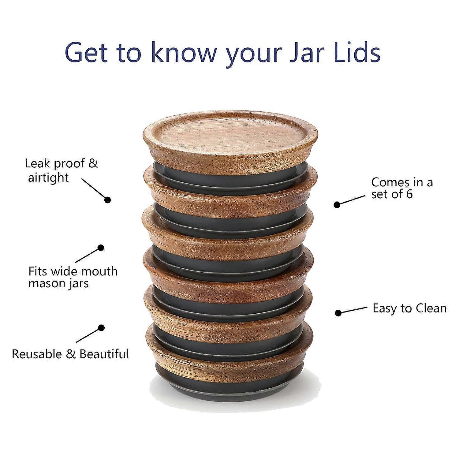6 Pack Wide Mouth Wooden Storage Lids Set,Wooden Lids for Ball,Kerr ...