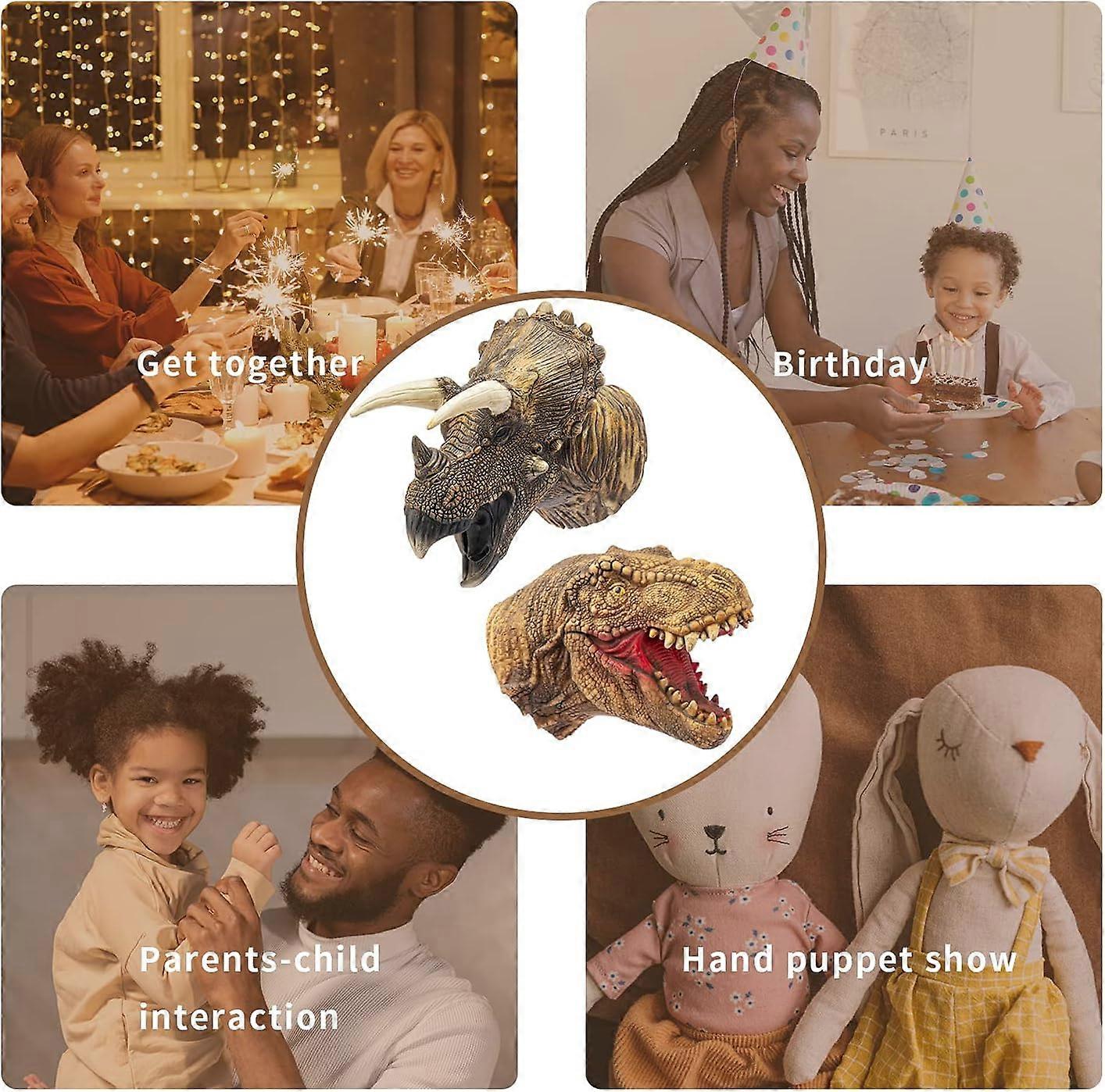 Dinosaur Hand Puppets Realistic Latex Soft Animal Head Toys Set, Hand ...