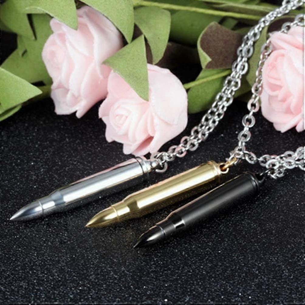 Bullet Necklace Titanium Steel Bullet Pendant Chain Punk Gothic ...