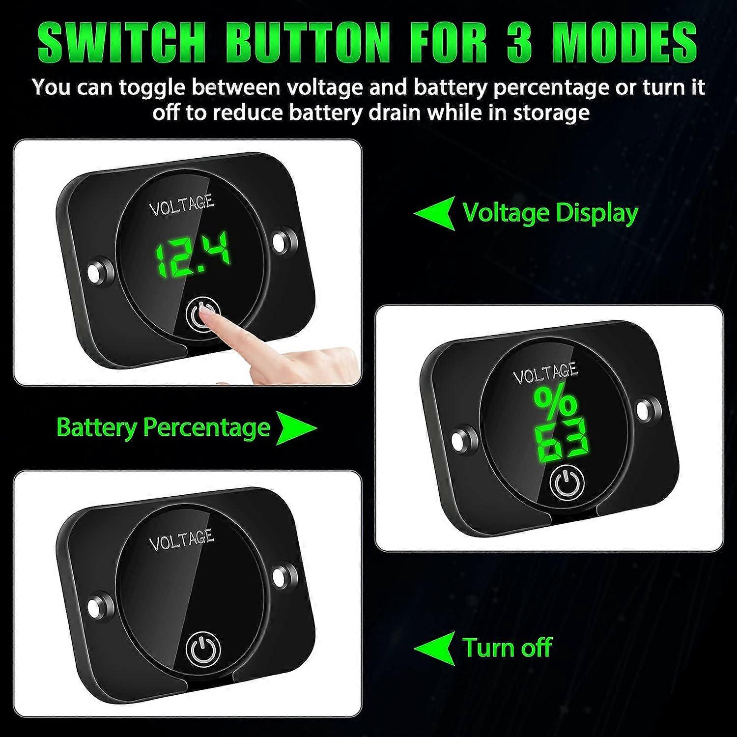 12V LED Digital Voltmeter, Waterproof Voltmeter Battery Tester with ...