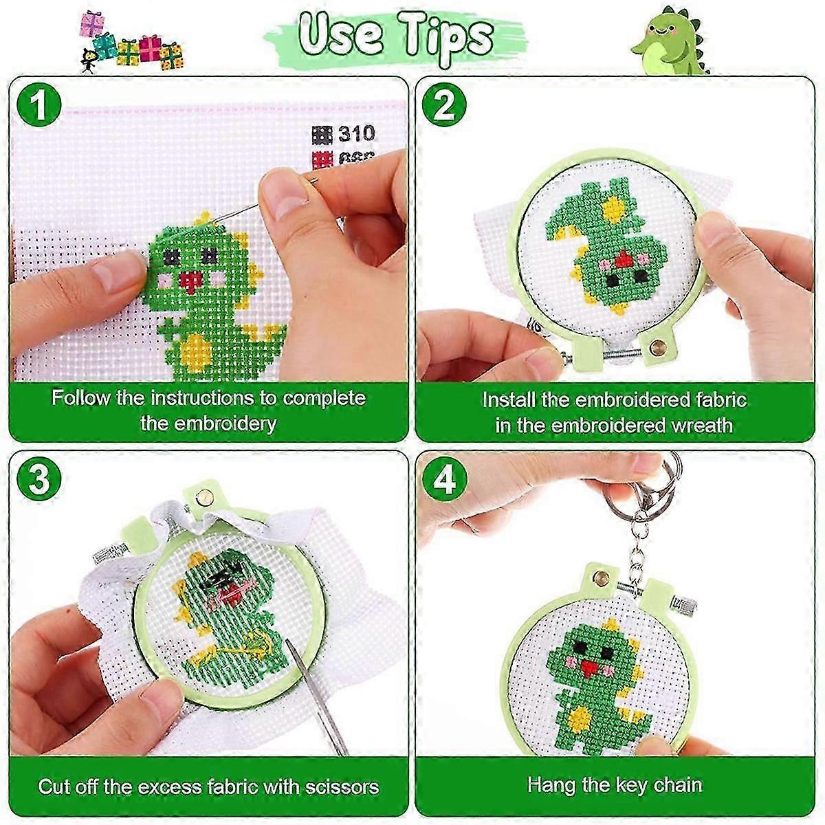 6pcs Stamped Kits For Kids Beginners Diy Mini Embroidery Kit ...