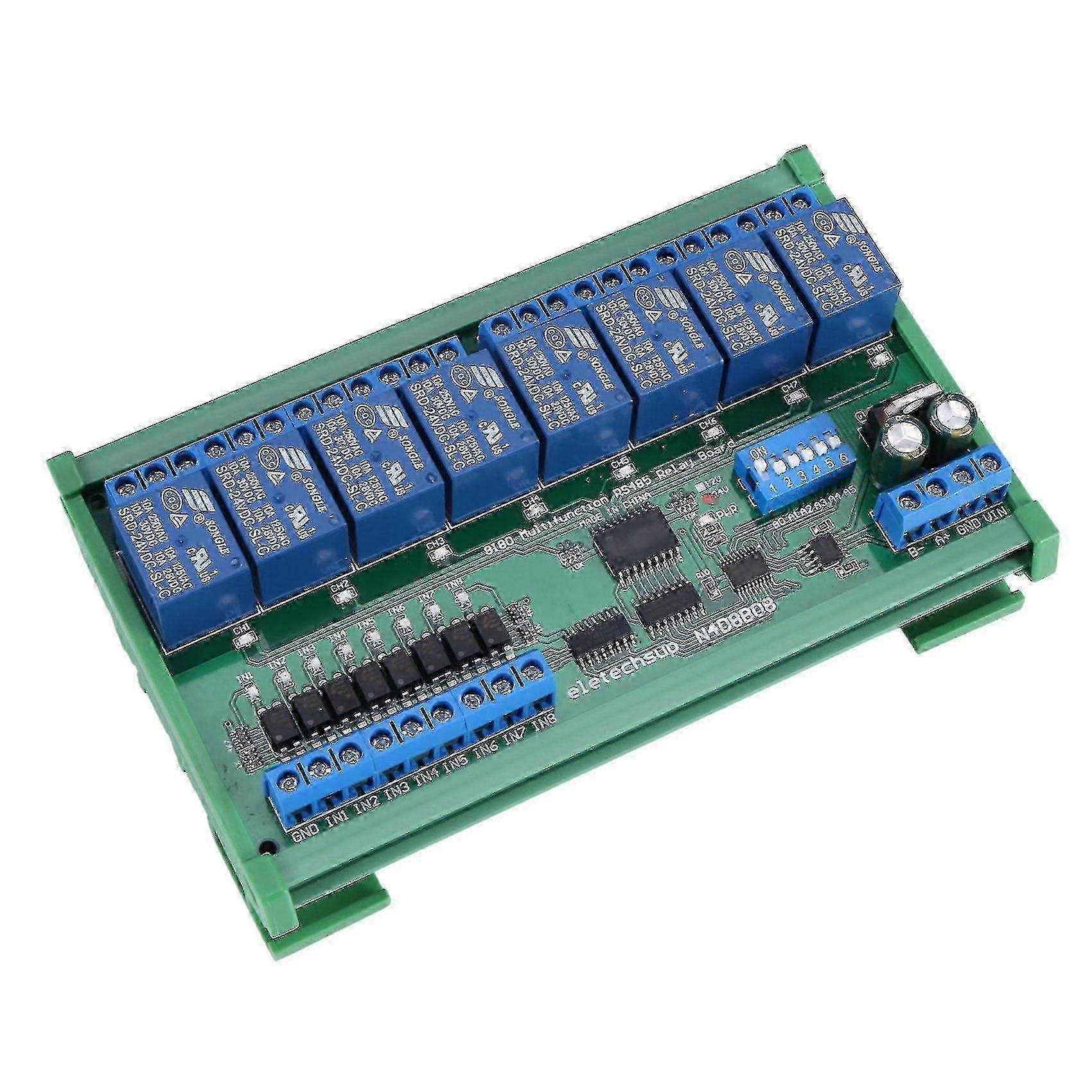 Dc 24v 8 Rs485 Relay Board Modbus Rtu Uart Remote Control Switch Din35 Rail Box Compatible Plc ...