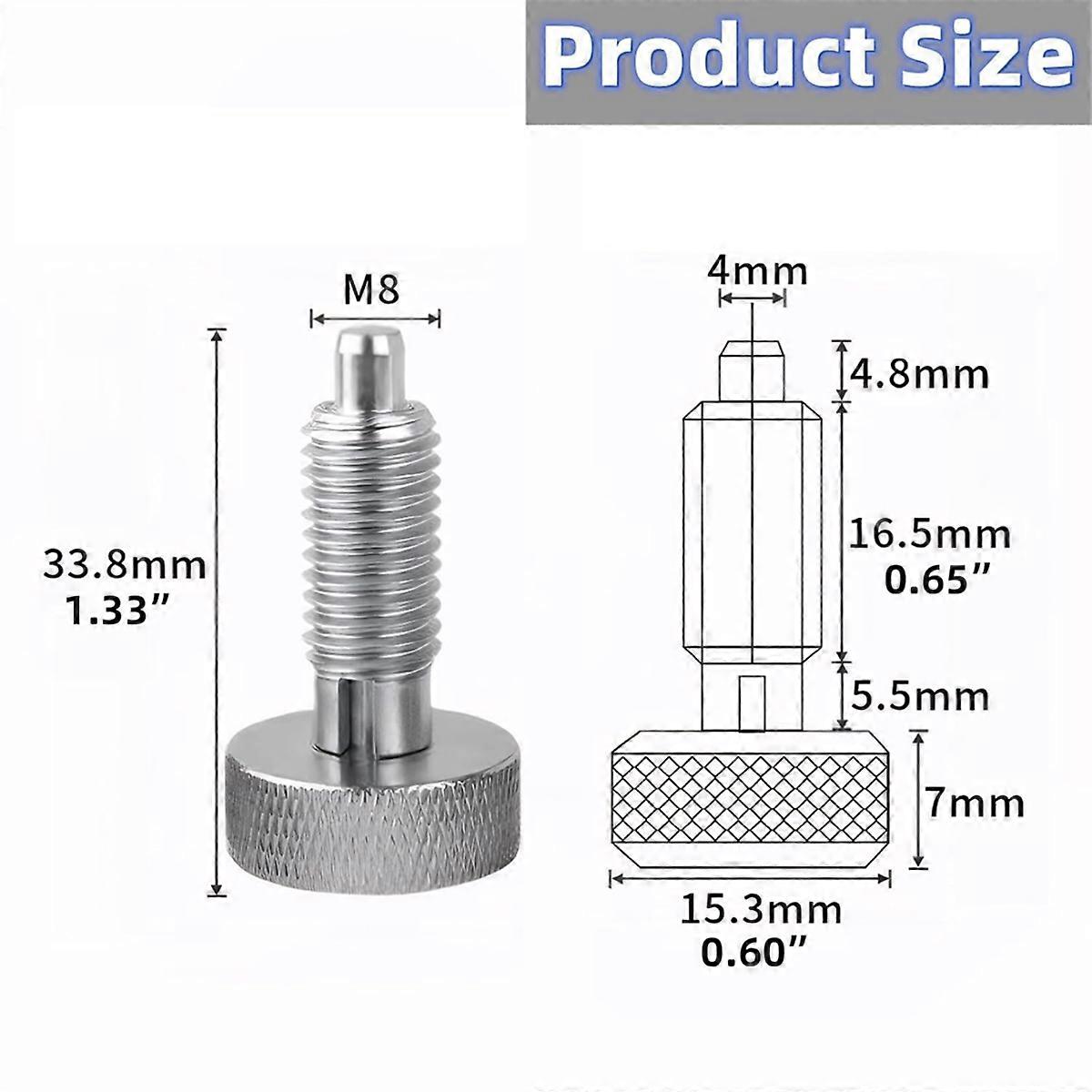 2Pcs Stainless Steel Hand Retractable Spring Plungers with Knurled ...
