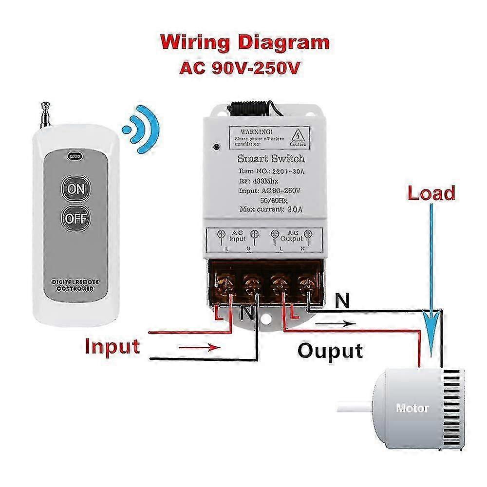 433mhz Wireless Remote Switch Ac 110v/120v/220v/ 30a 1ch Relay Rf ...