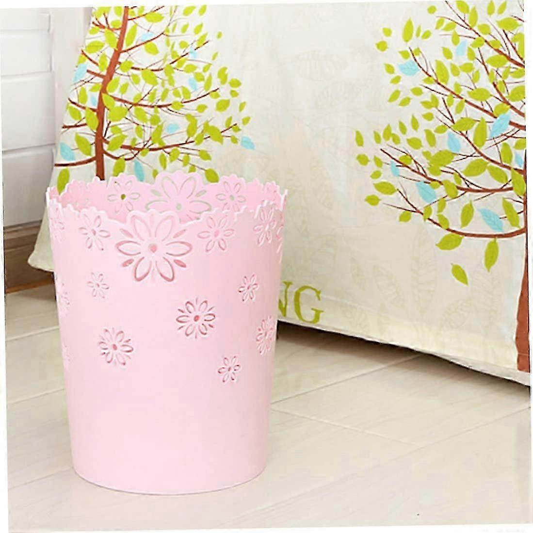 Round trash can plastic hollow waste paper basket lace waste basket for ...