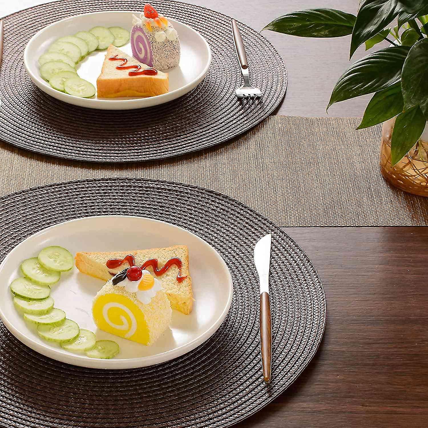 Round Braided Placemats Set Of 6 Table Mats For Dining Tables Woven ...