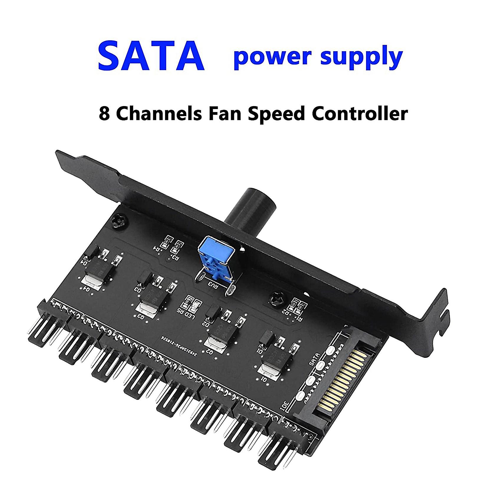 Pc 8 Channels Fan Hub Cooling Fan Speed Controller For Cpu Case Hdd Vga ...