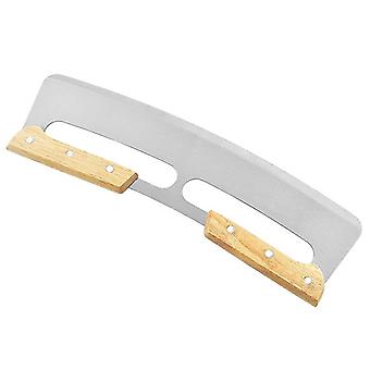 Pizza Cutter, Rocking Pizza Cutter With Double Wooden Handle, Stainless ...