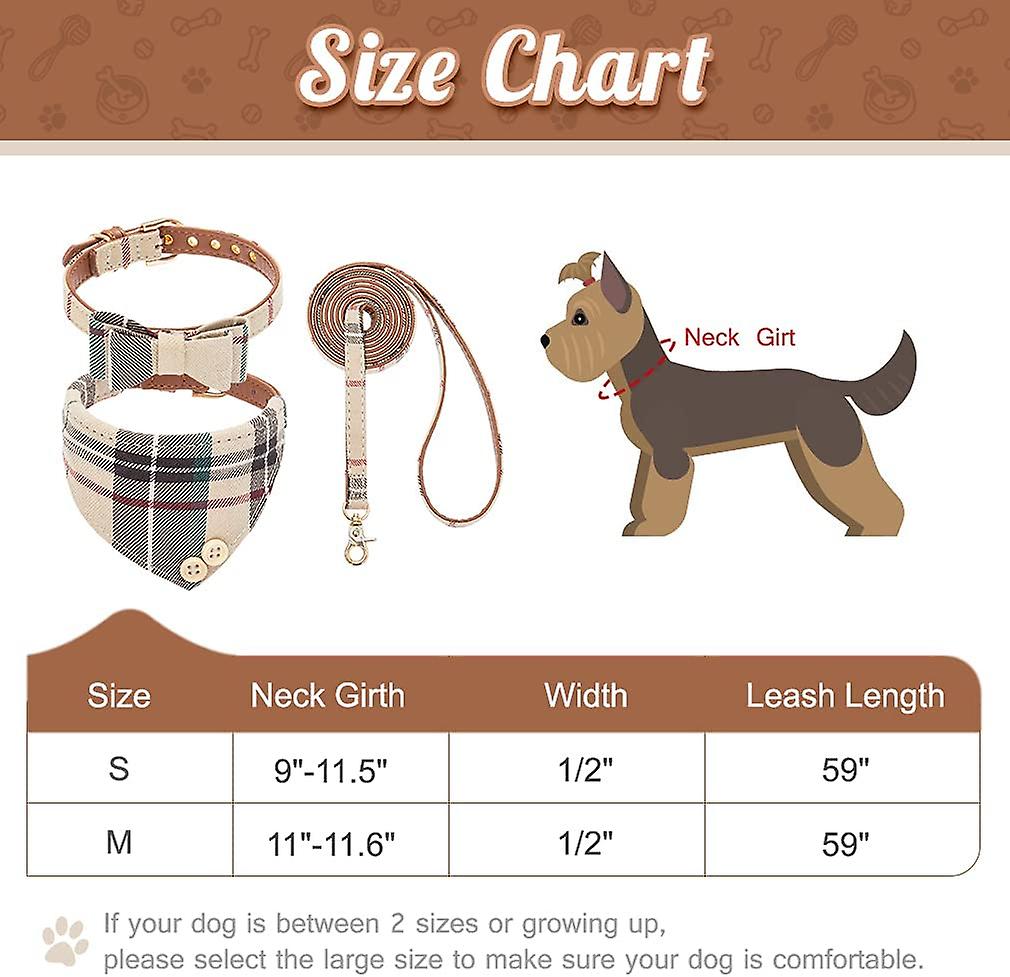 Fluga hundhalsband med koppelset - Söt justerbar klassisk rutig hund Bandana krage med klocka ...