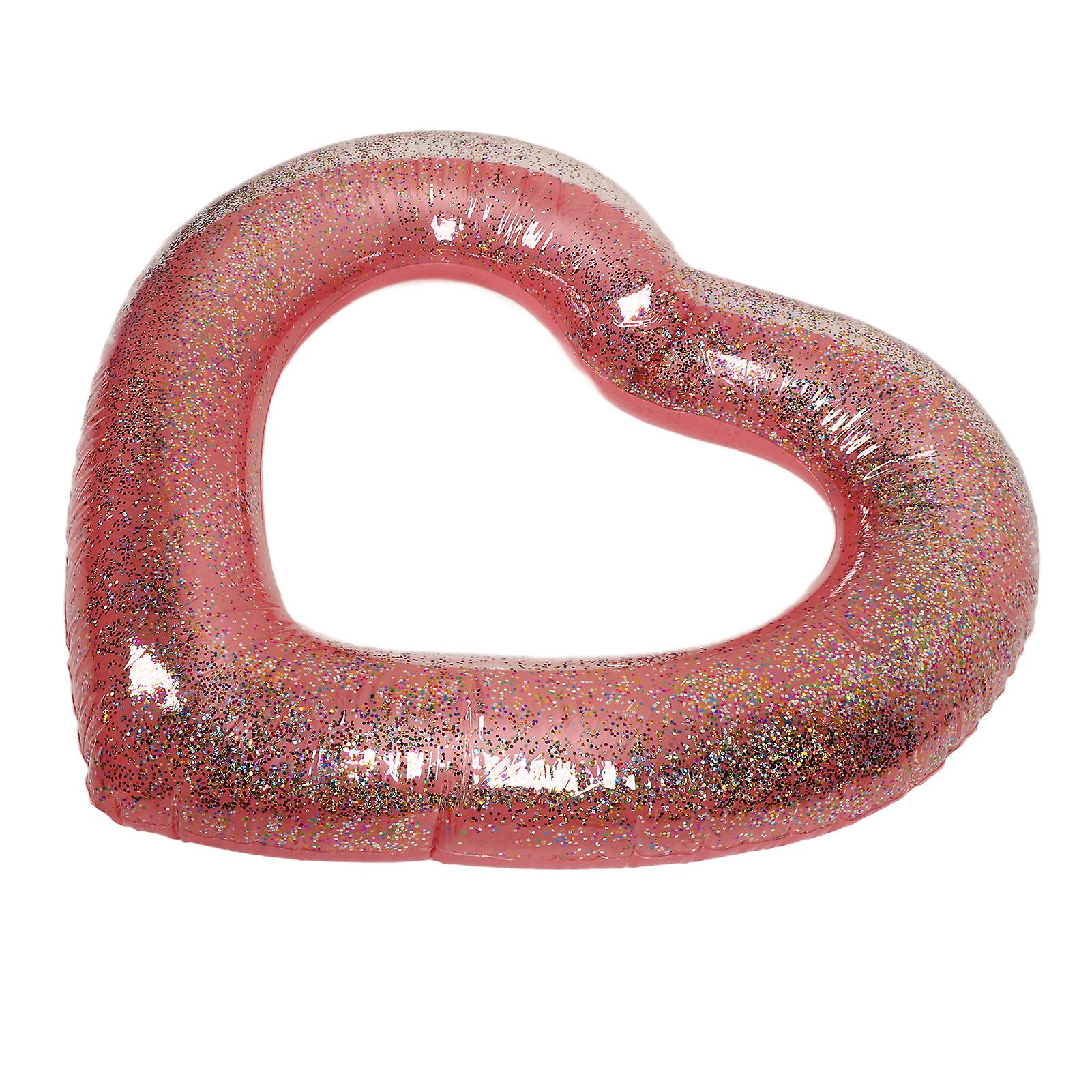 Rose Gold Sequins Heart Shape Swimming Ring Glitter Inflatable Heart ...