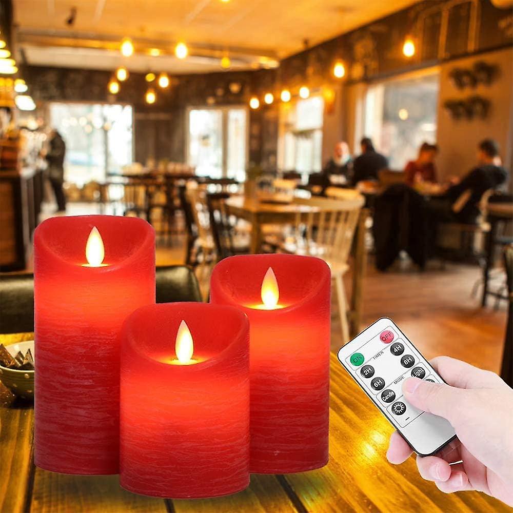 3 Set Flameless LED Candles Battery Operated with 10 Key Remote Control ...
