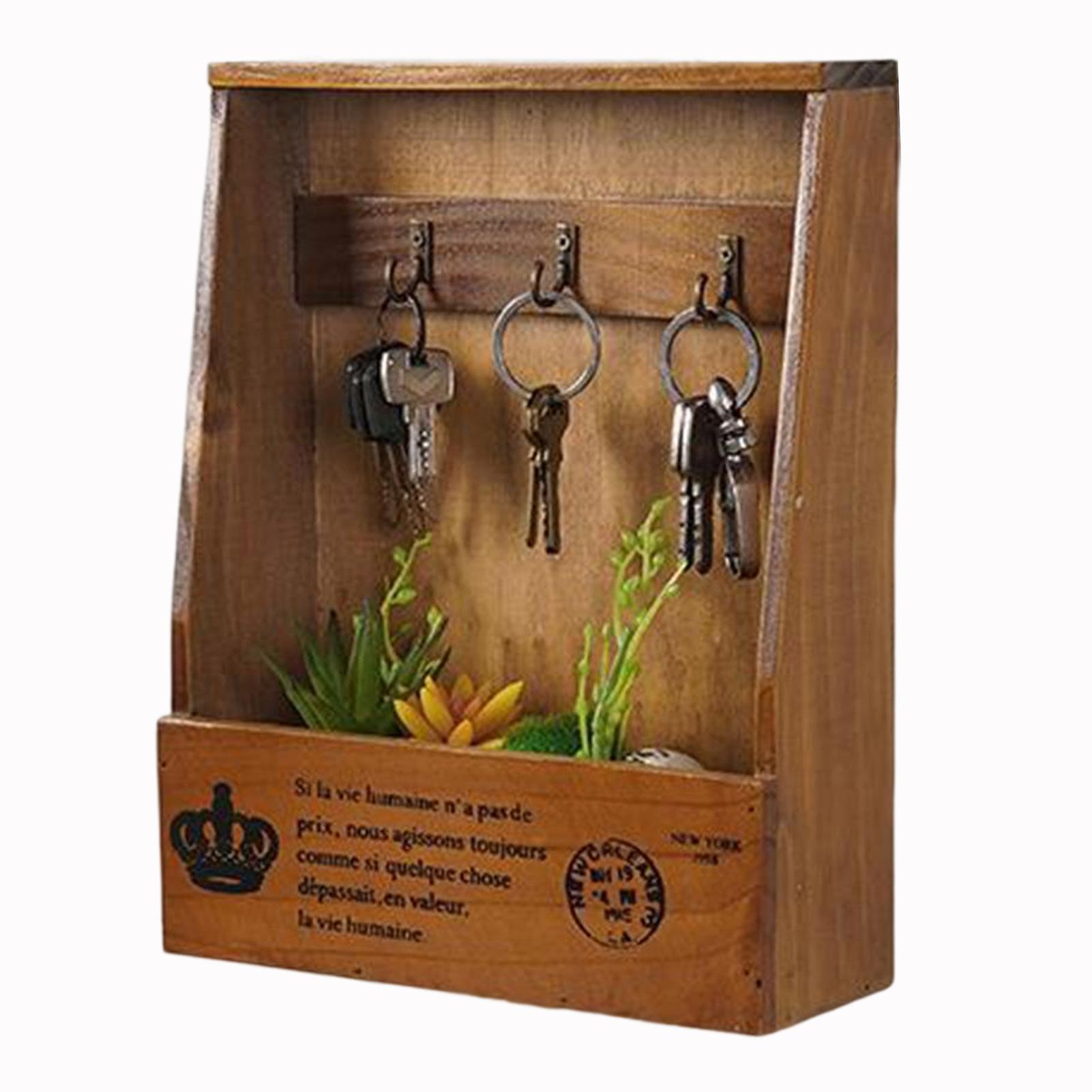Wall Mount Key Holder Box Cabinet Shelf With Key Hooks Home Office ...