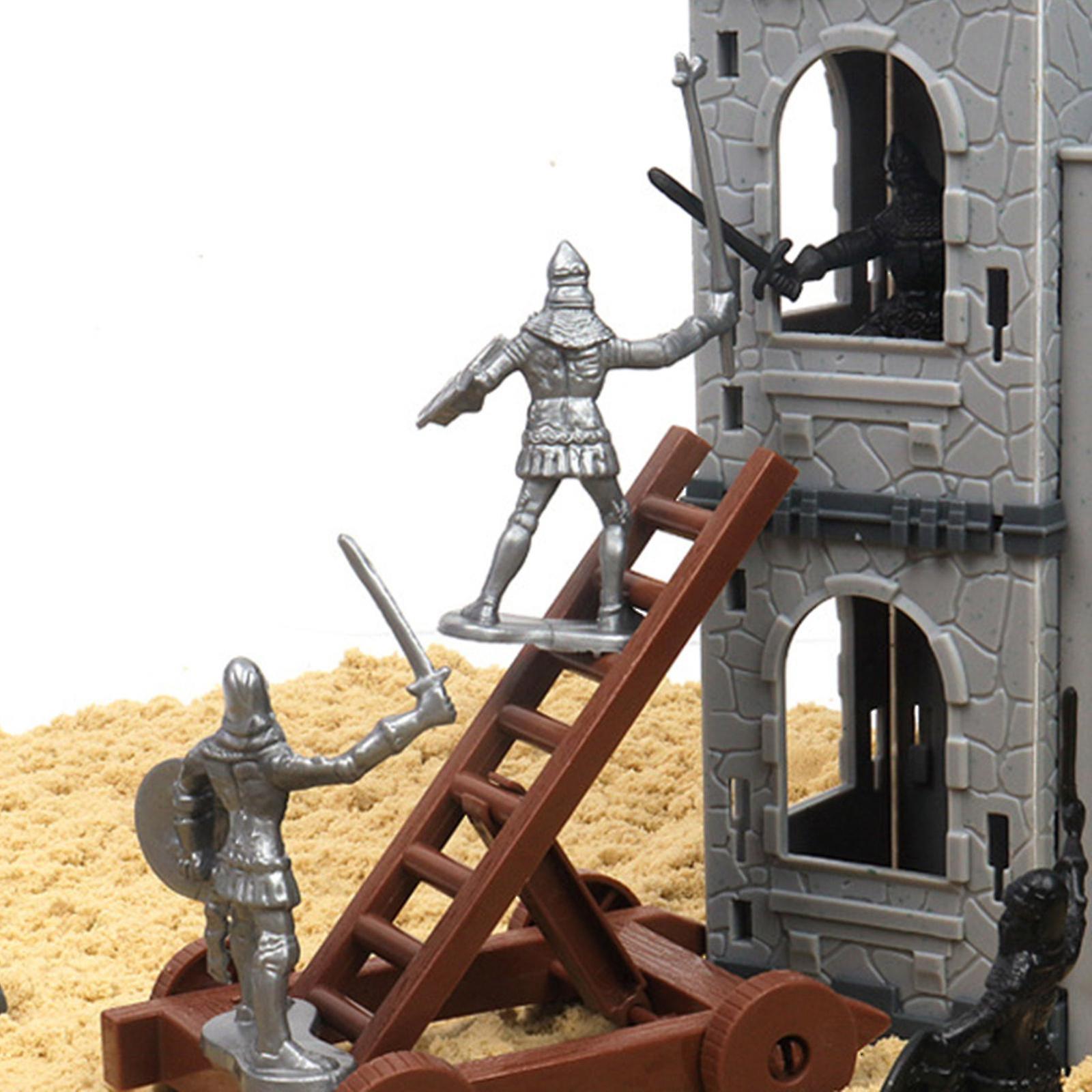 Diy Castle Building Medieval Times Military Fort Model Kit With Figures ...