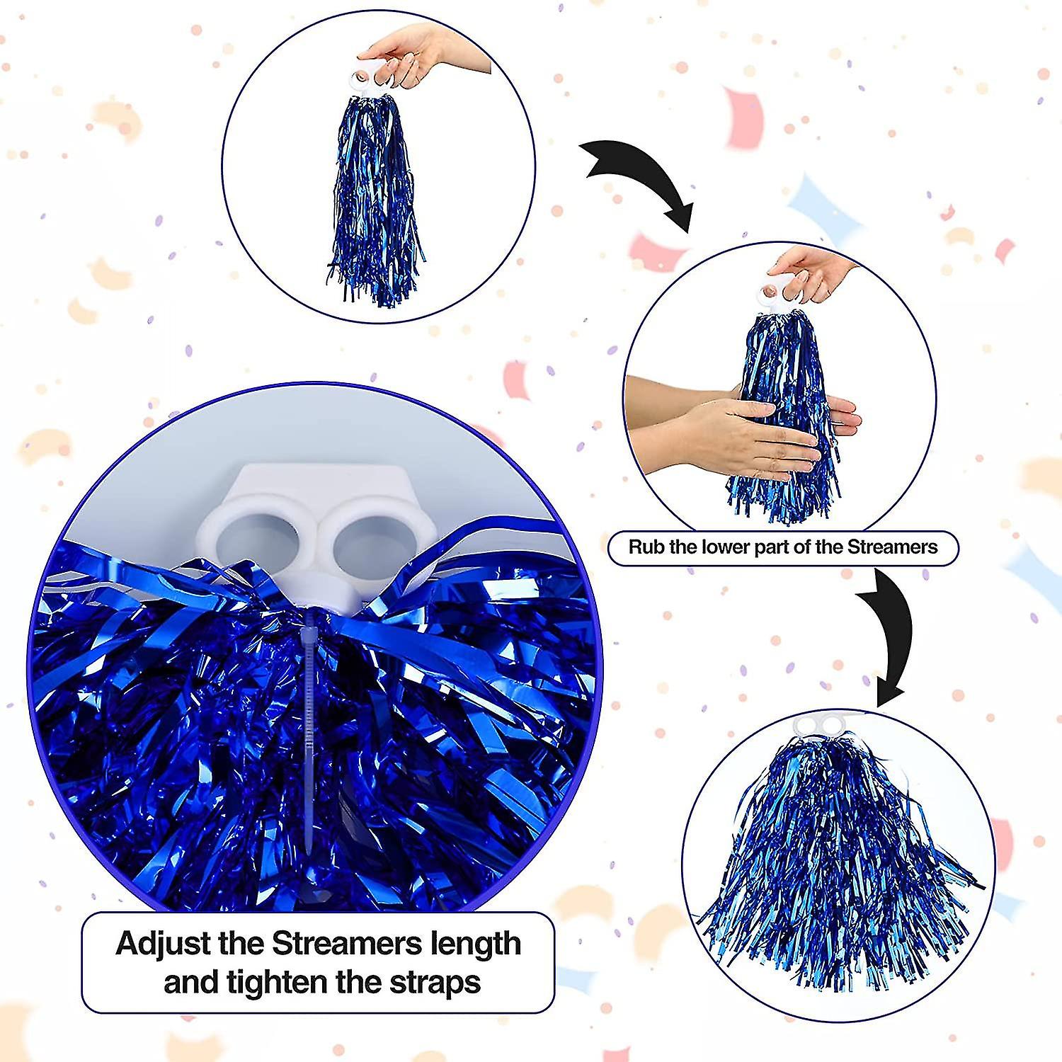 Cheerleading Pom Poms 4 Pack Cheerleader Squad Spirited Fun Pompoms Pom ...
