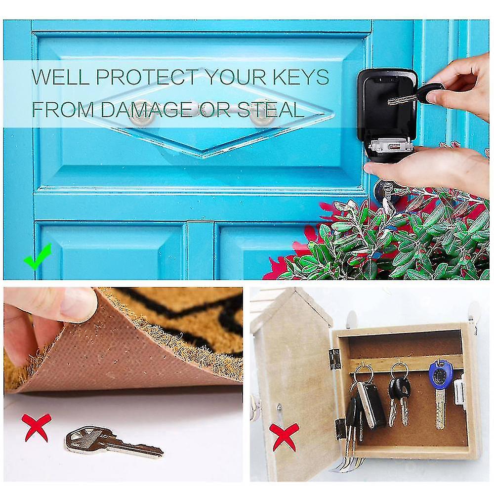 Key lock box wall mounted key safe box weatherproof 4 digit combination ...