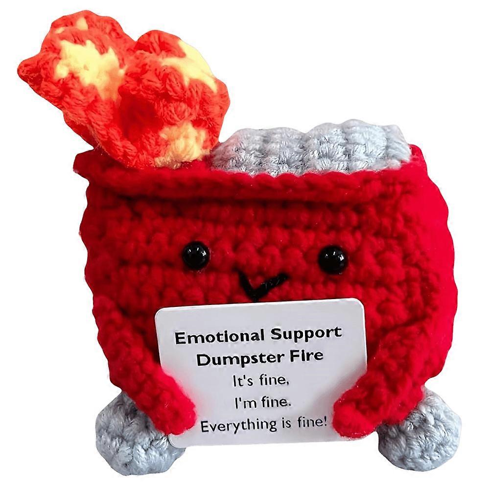 Emotional Support Dumpster Fire with Encouraging Card Positive Crochet ...