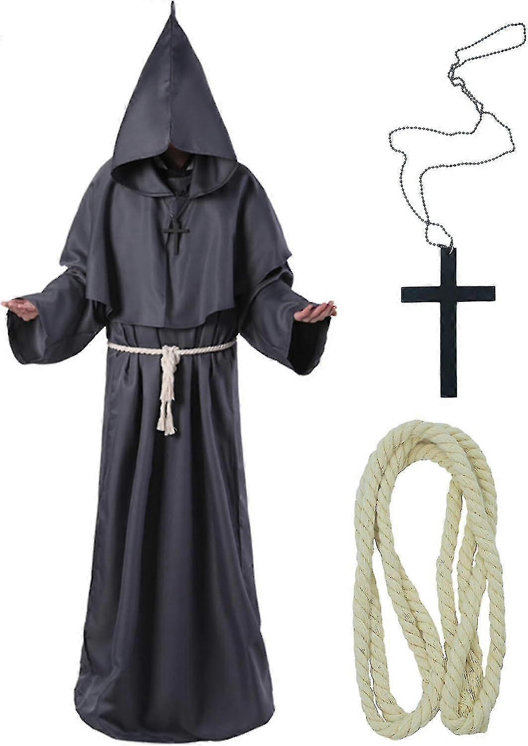 Unisex Adult Medieval Robe Costume Hooded Robe Cloak Friar Priest ...