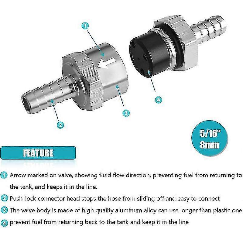 Fuel Non Return Check Valve, Aluminium Alloy Petrol Diesel Water Fuel ...