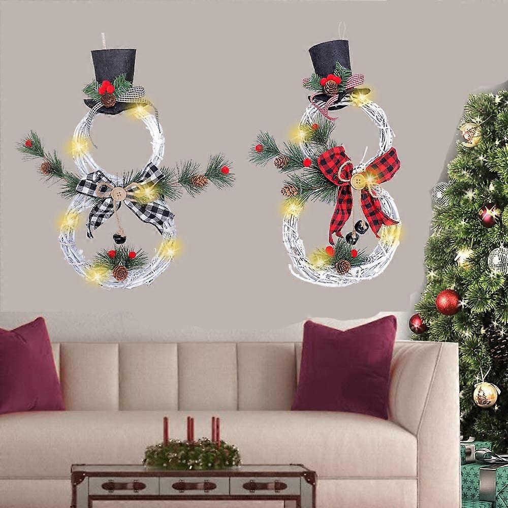 Christmas Decoration Rattan Wreath Deco with Led, Snowman Shape ...