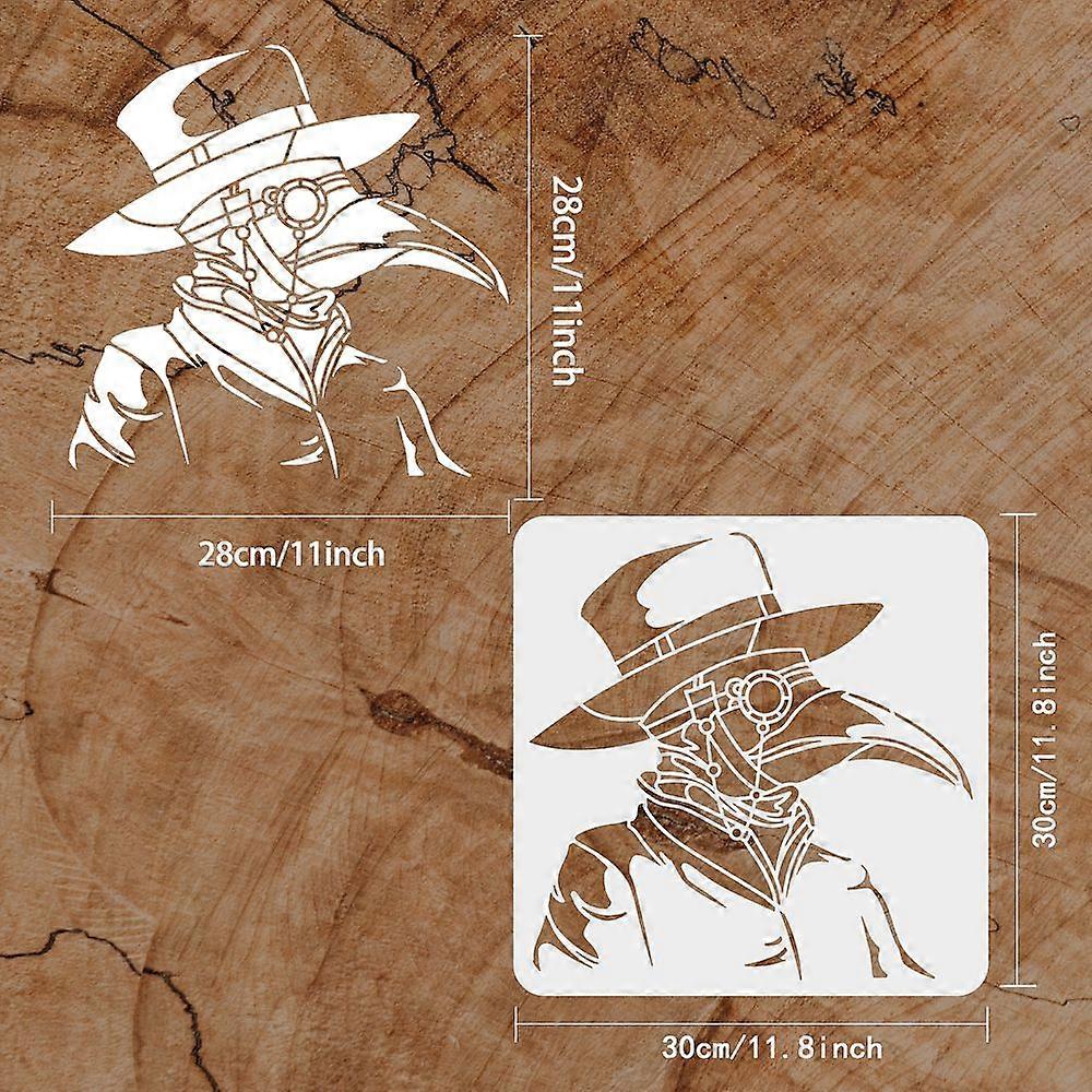 Plague Doctor Crow Painting Stencil 30x30cm Raven Pattern Drawing ...