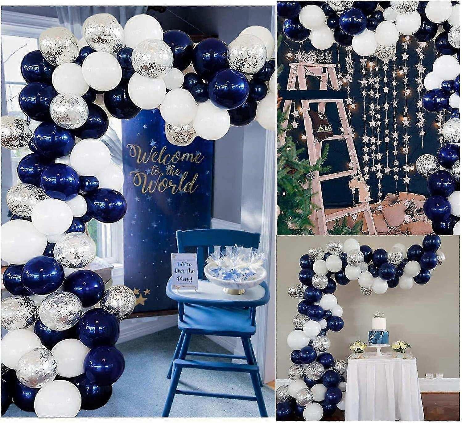 100 Pack Navy Blue Balloons 12 Inch Chrome Round Helium Pearl Metallic ...