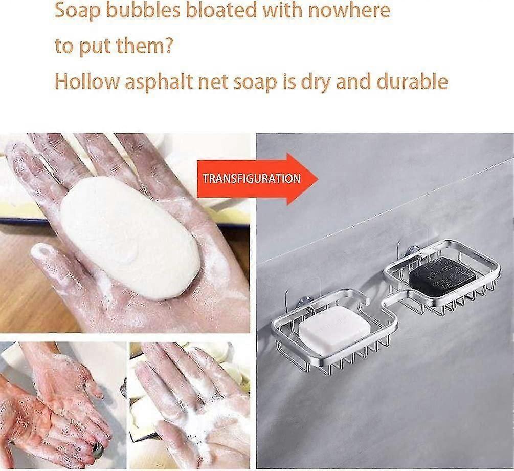 Double Bar Soap Dish, Self Adhesive Shower Soap Holder Bathroom Soap ...