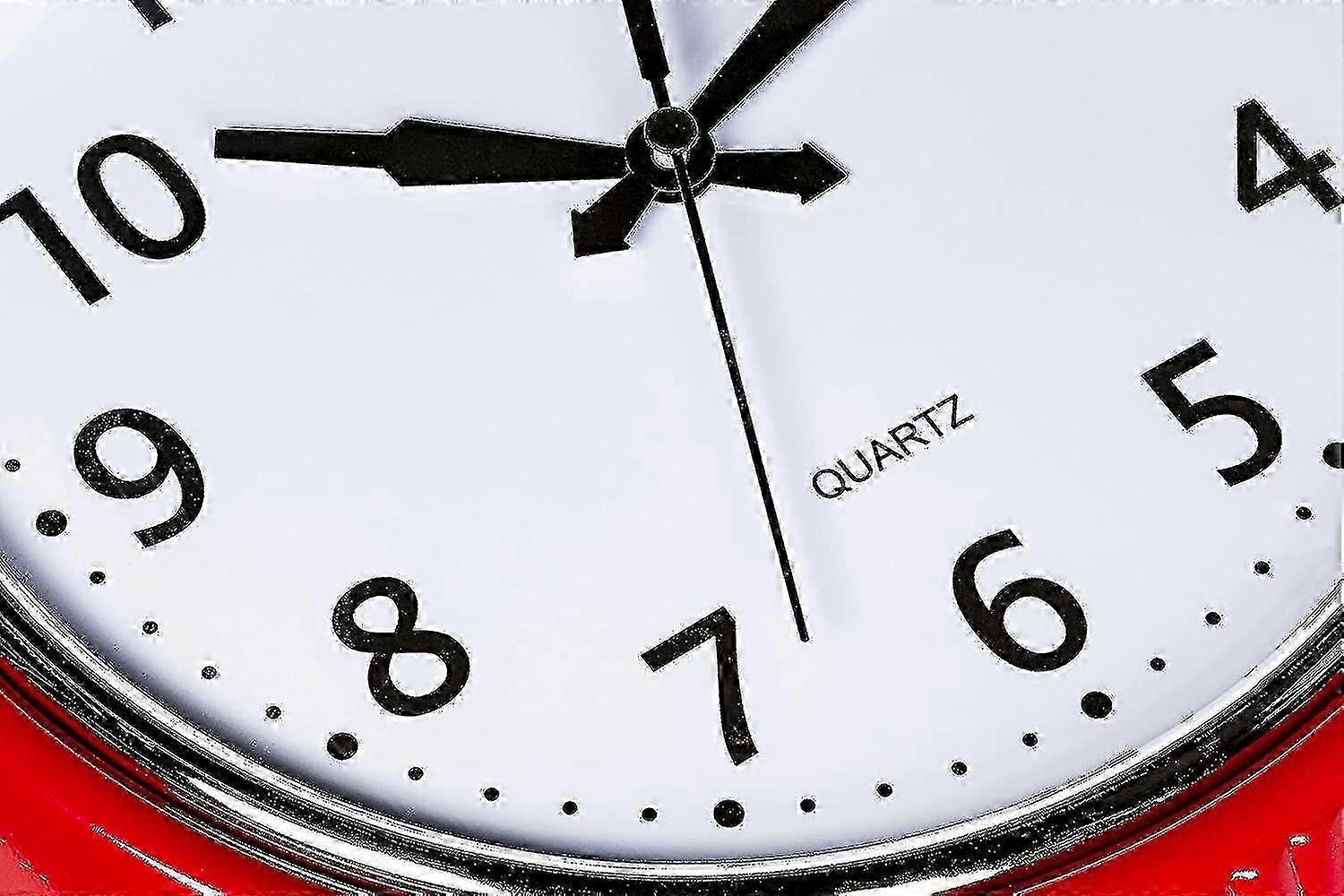 10-Inch Red Kitchen Vintage Round Wall Clock with Silent Operation and ...