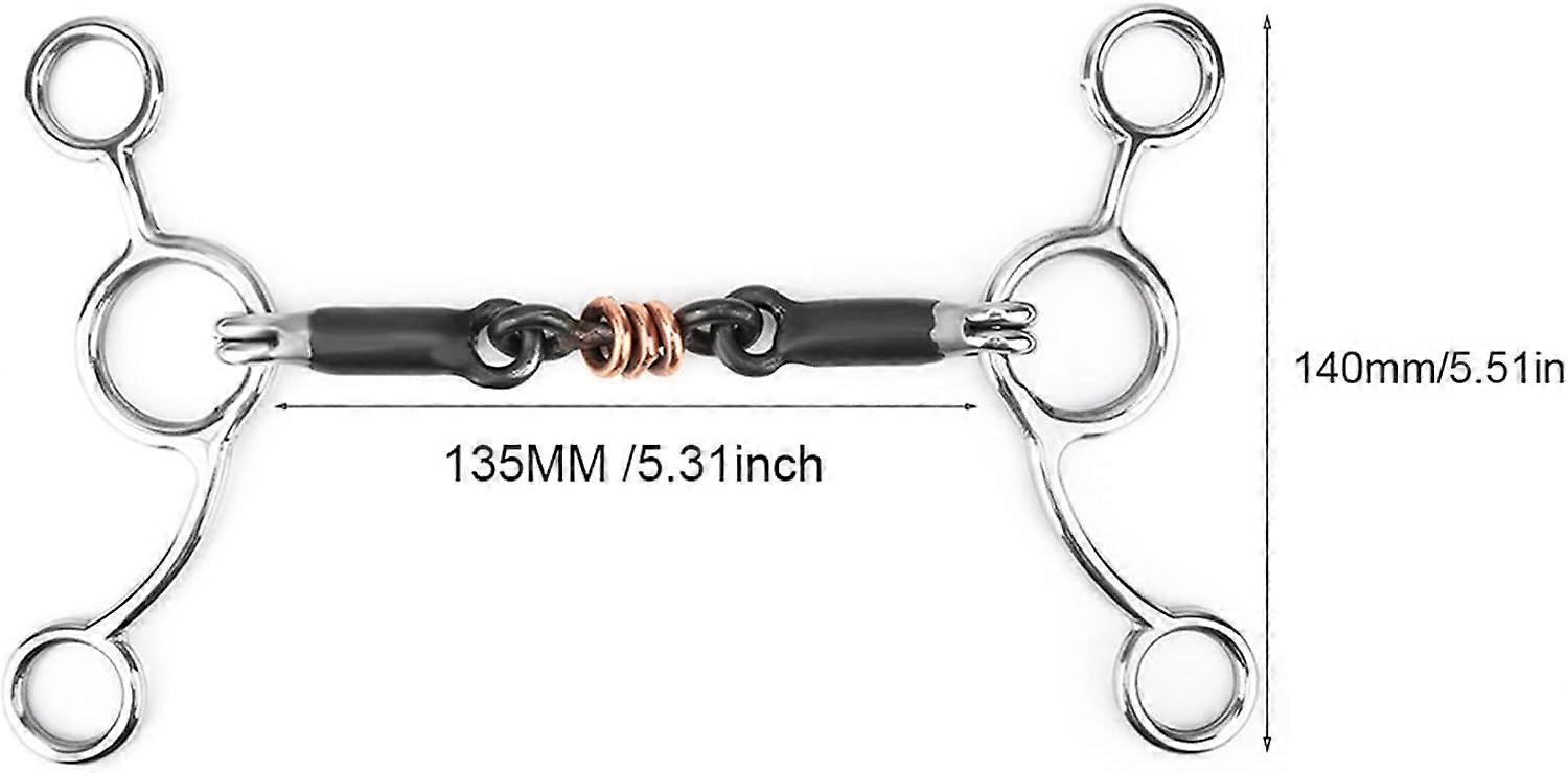 Horse Chew, Stainless Steel Horses Snaffle Bits Oval Link Gag Bit with Black Steel Mouth, Silver ...