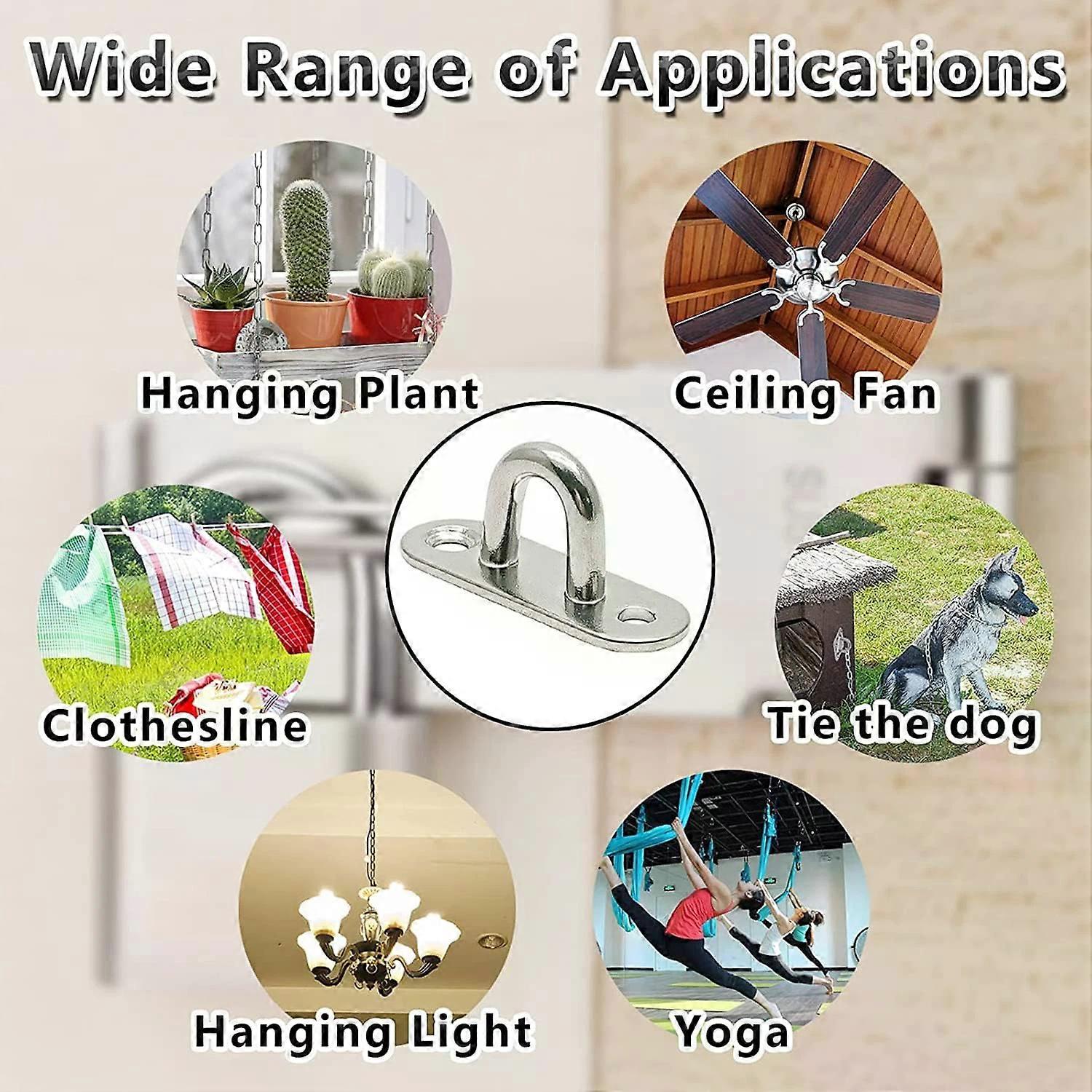 Ceiling Hooks Pad Eyes Plate, 4 Pcs 3.1 Inch 304 Stainless Steel Marine ...